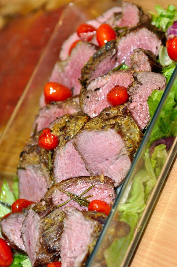 Healthy Grilled Lean Medium Rare Beef Steak Cut through Stock Photo ...