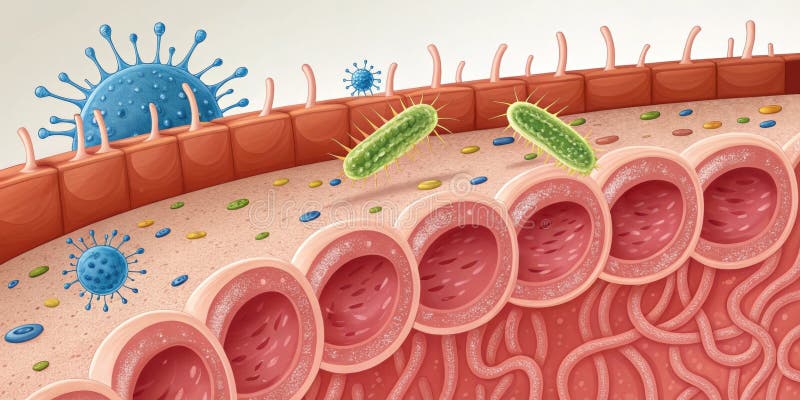 Healthy Gut Lining a Section of the Intestinal Wall Highlights a Smooth ...