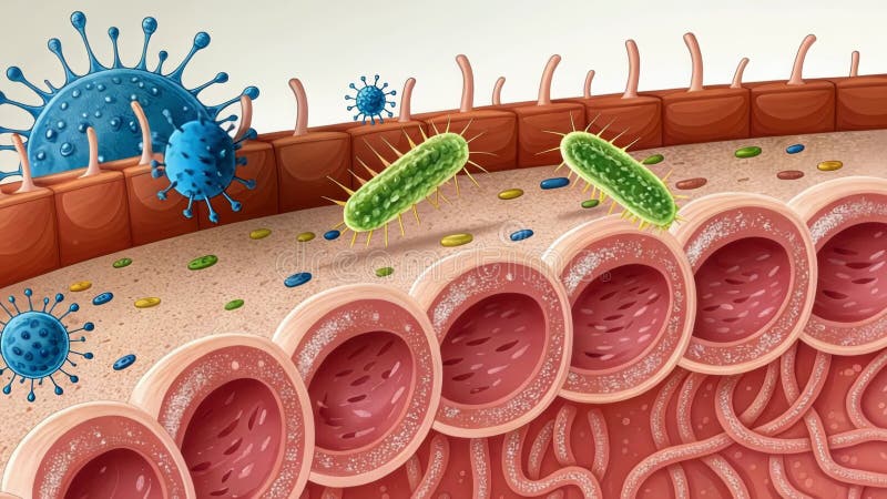 Healthy Gut Lining a Section of the Intestinal Wall Highlights a Smooth ...