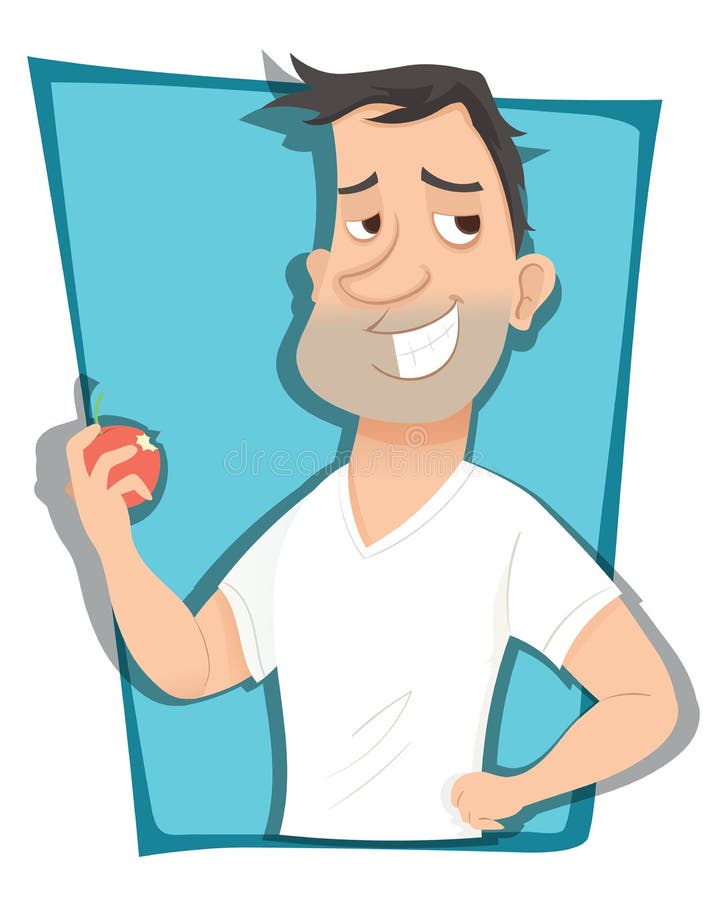 Healthy Guy Eating Some Fruit Stock Vector - Illustration of smile ...