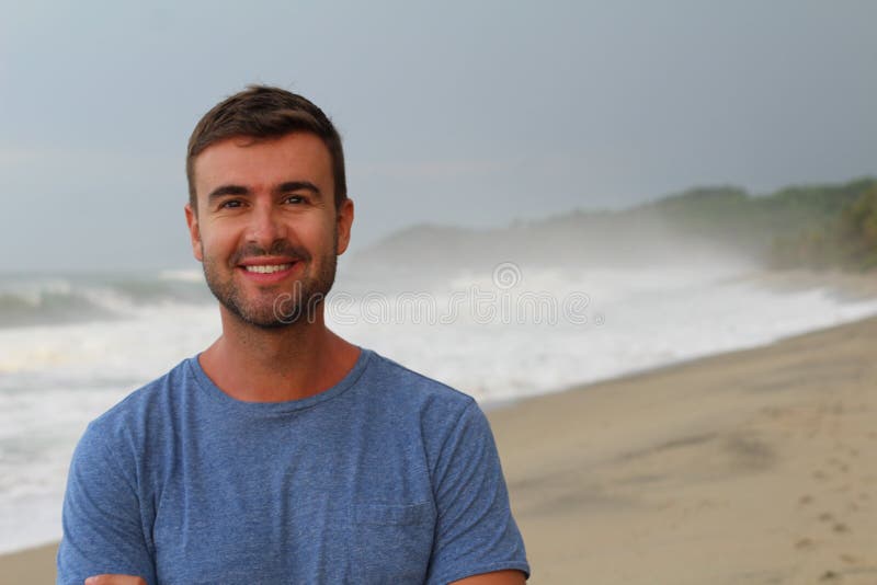Healthy Guy Smiling at the Beach Stock Image - Image of carefree, happy ...