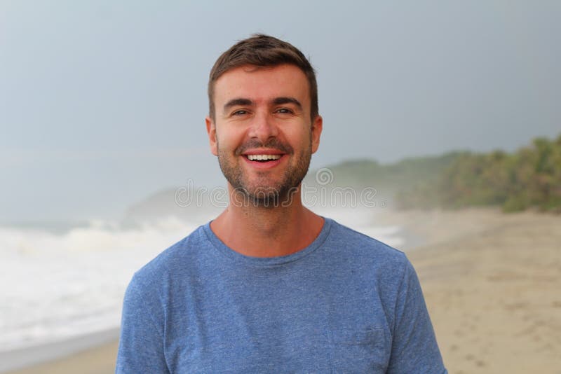 Healthy Guy Smiling at the Beach Stock Photo - Image of enjoy ...