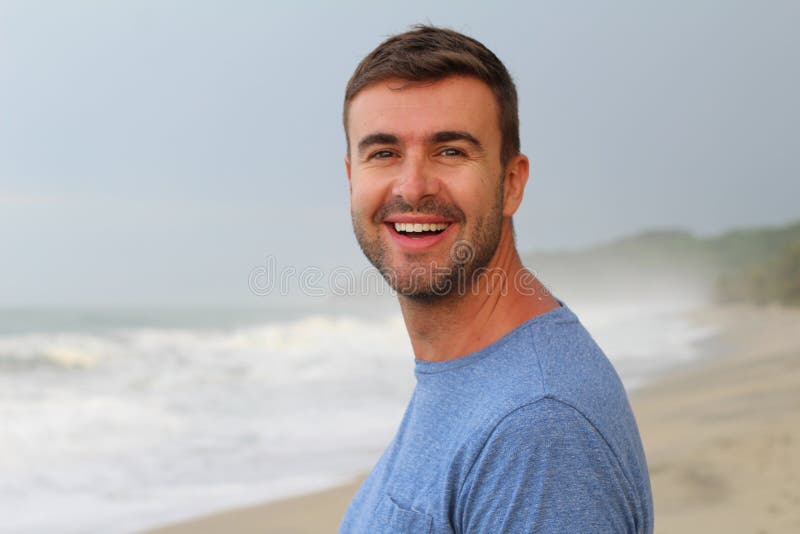 Healthy Guy Smiling at the Beach Stock Photo - Image of island ...