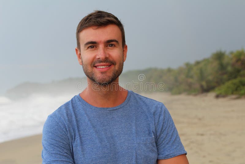 Healthy Guy Smiling at the Beach Stock Image - Image of leisure ...