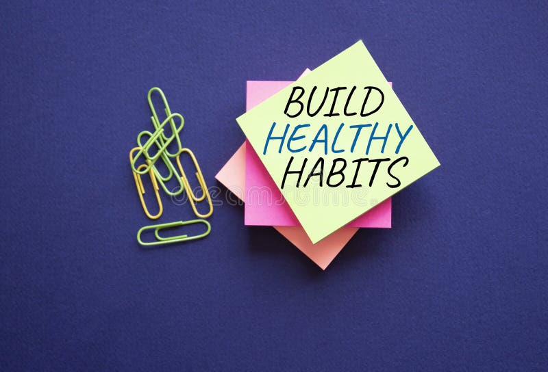 Healthy Habits Symbol Concept Word Build Healthy Habits On Yellow