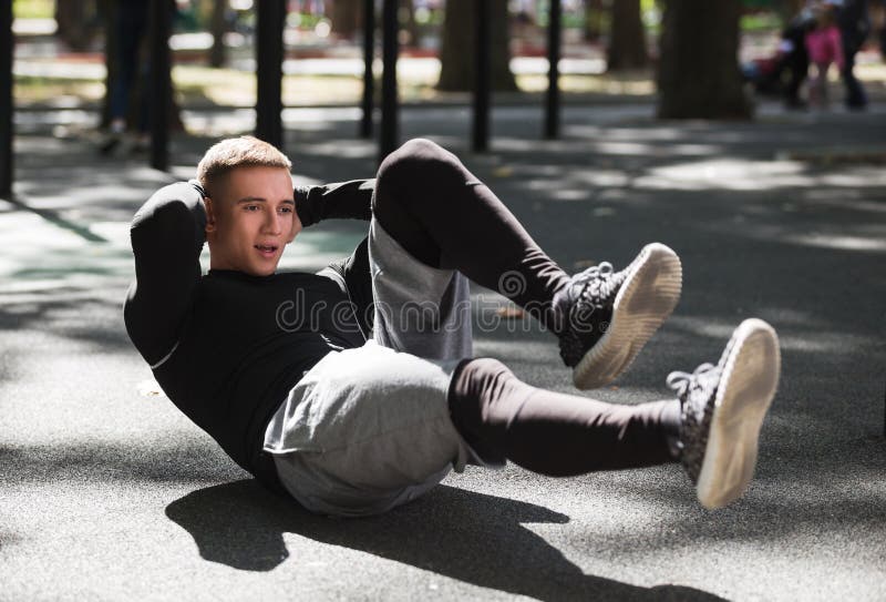Healthy Handsome Active Man with Fit Muscular Body Doing Workout ...