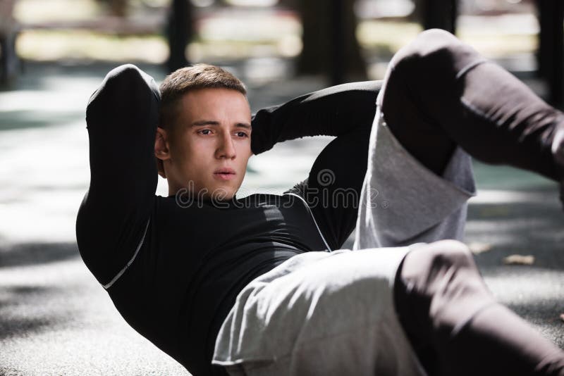 Healthy Handsome Active Man with Fit Muscular Body Doing Workout ...