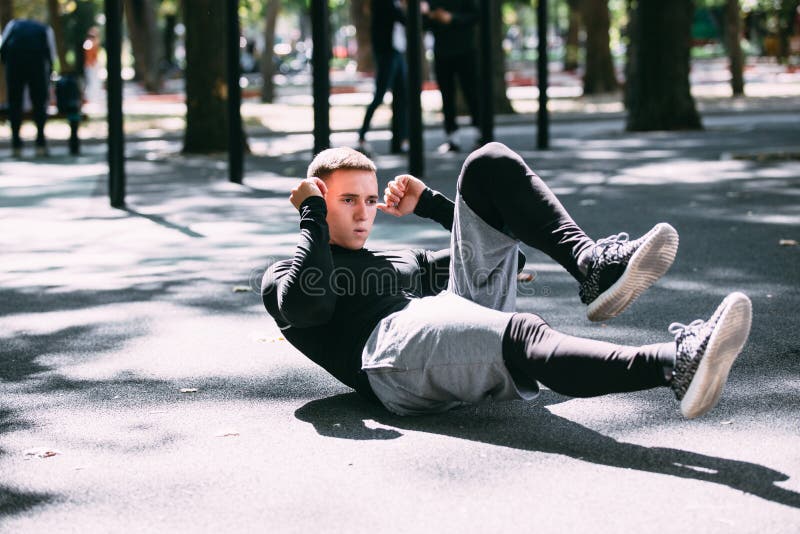 Healthy Handsome Active Man with Fit Muscular Body Doing Workout ...