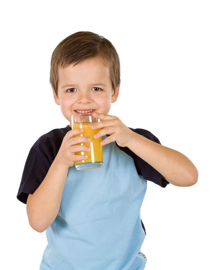 Healthy Happy Boy with Juice - Isolated Stock Image - Image of ...