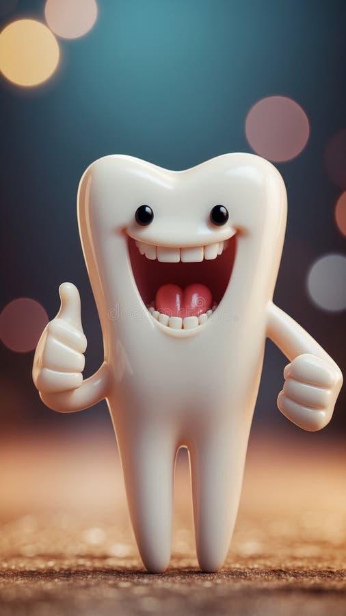 A Healthy and Happy Tooth with Two Thumbs Up and Smiling. Stock Photo ...