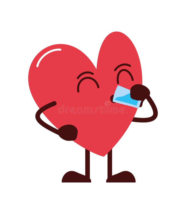 Healthy Heart Drinking Water Icon Stock Illustration - Illustration of ...