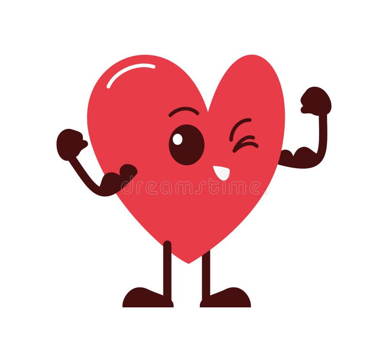 Healthy Heart Flexing Muscles Icon Stock Illustration - Illustration of ...