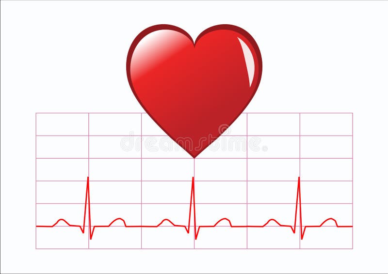 3d Vector Heart With Cardiogram Reflection Icon Stock Vector