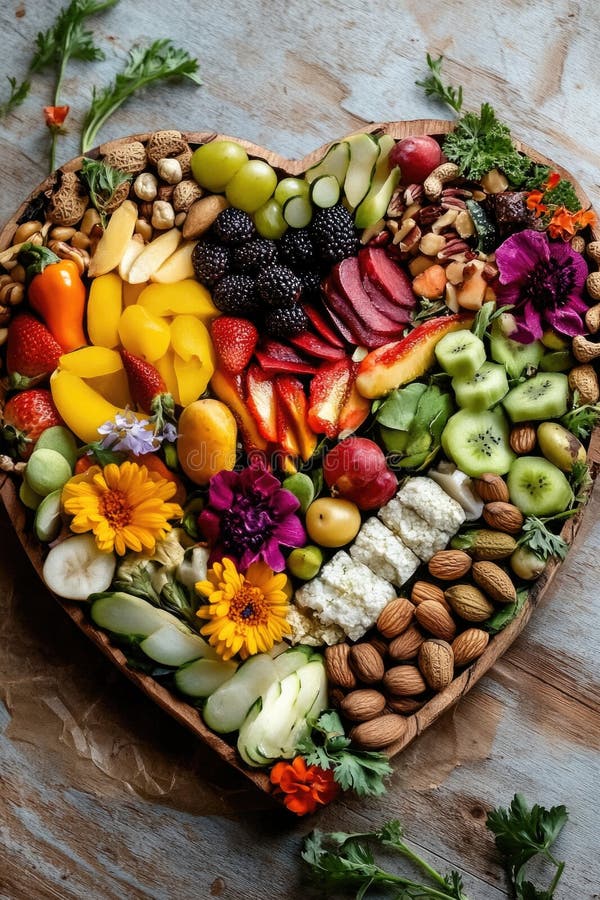 Healthy Heart Shape Dish stock image. Image of salad - 372299483