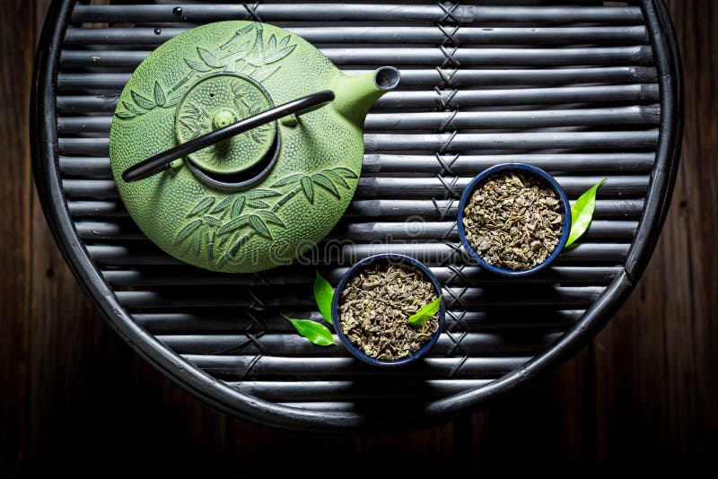 Healthy Herbal Tea in Asian Restaurant Stock Photo - Image of black ...