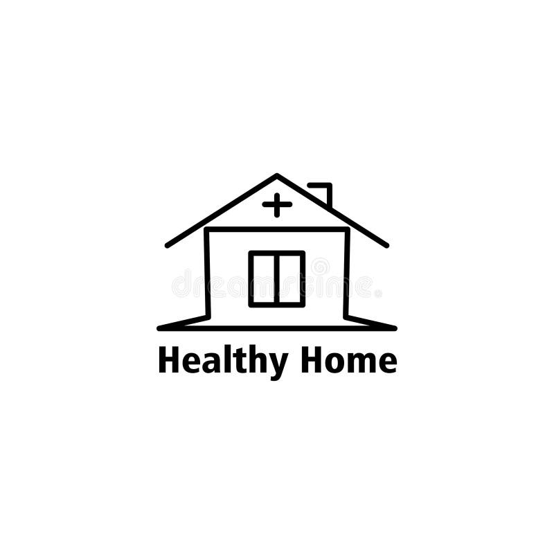 Healthy Home Logo Simple Line Design Template Vector Stock Illustration ...