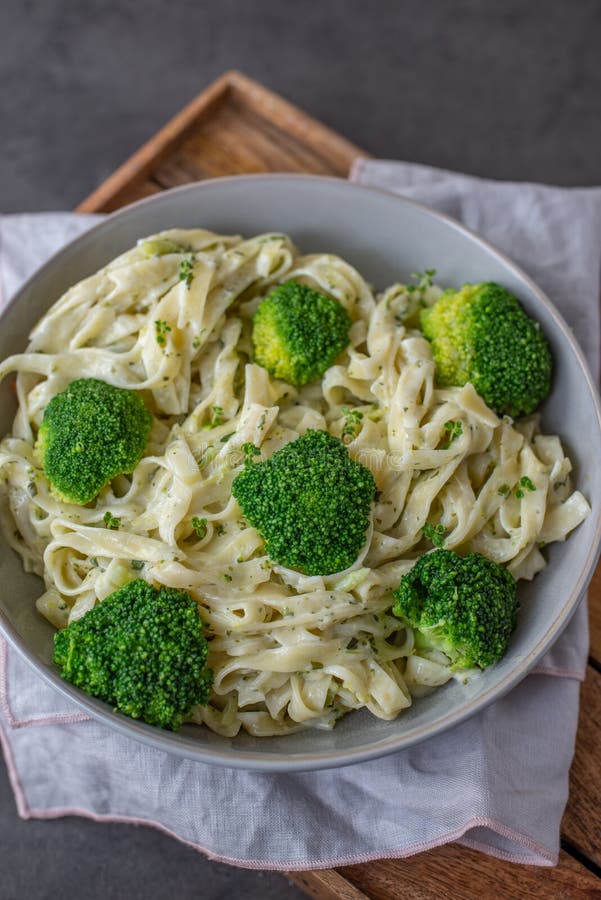 Healthy Home Made Creamy Broccoli Pasta Stock Photo - Image of diet ...
