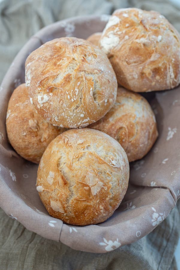 Healthy Home Made Crusty Round Bread Rolls Stock Image - Image of home ...