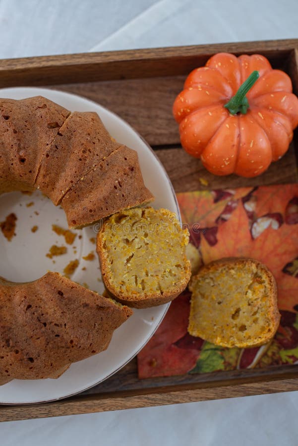 Healthy Home Made Pumpkin Sponge Cake on a Table Stock Image - Image of ...