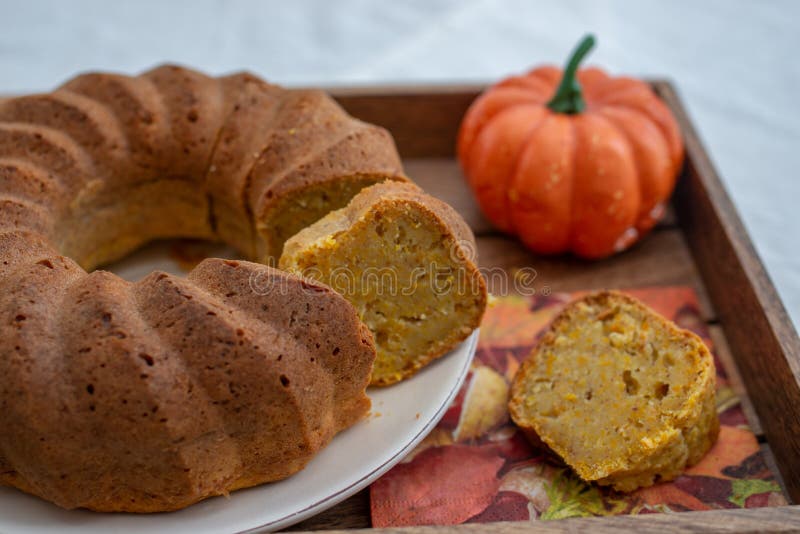 Healthy Home Made Pumpkin Sponge Cake on a Table Stock Image - Image of ...