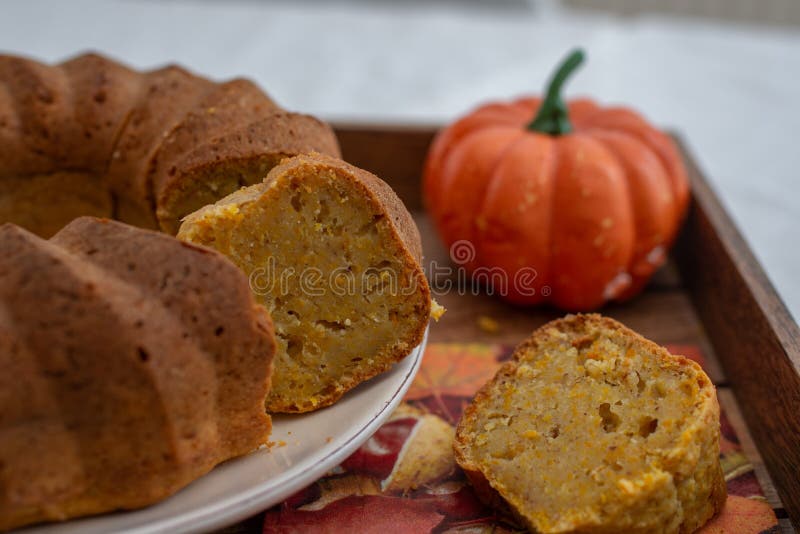 Healthy Home Made Pumpkin Sponge Cake on a Table Stock Photo - Image of ...
