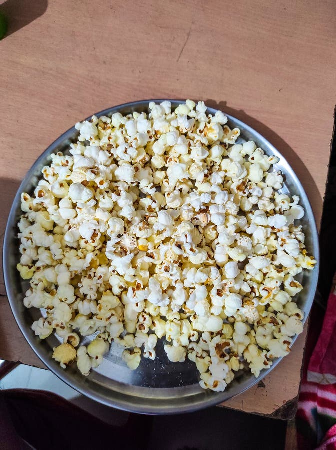 Healthy Homemade Popcorn in a Plate Stock Photo - Image of plate ...