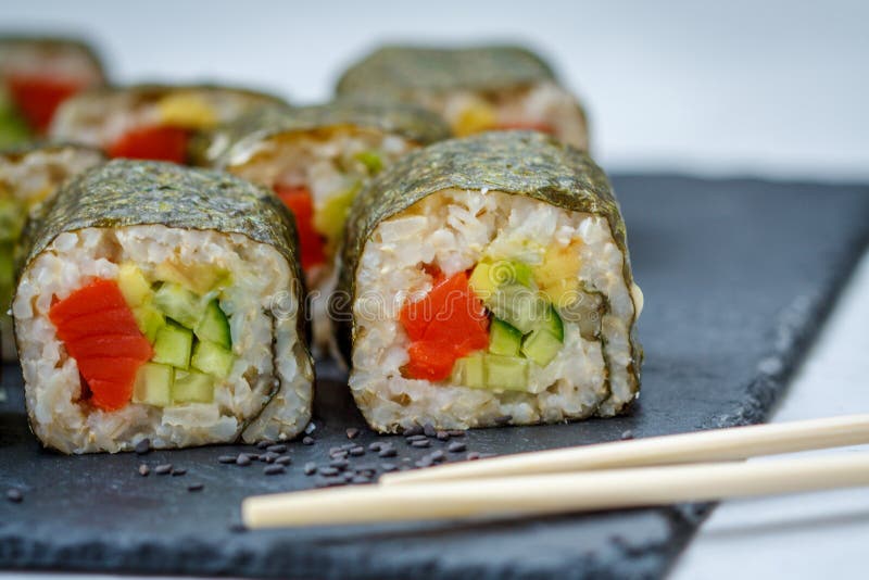 Healthy Homemade Sushi Rolls Stock Photo - Image of close, salad: 88183284