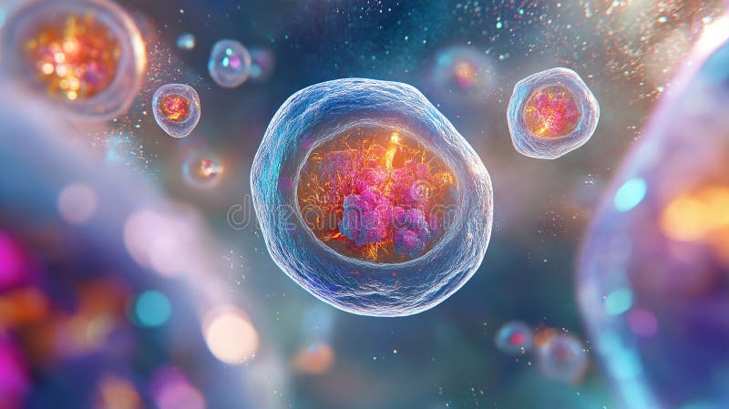 Healthy Human Cell with Its Nucleus Stock Photo - Image of animal ...