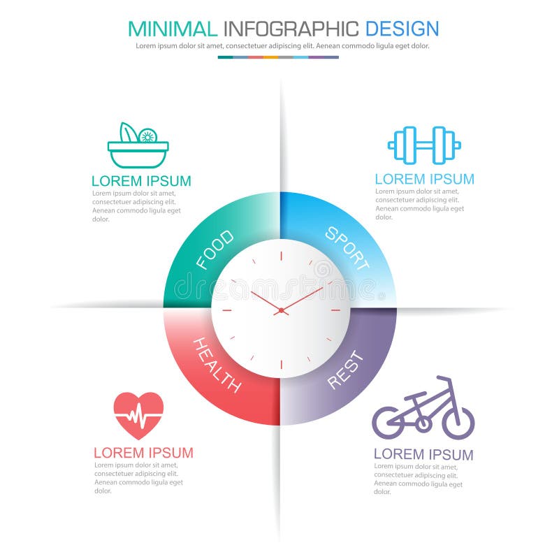 Healthy Infographic Elements with Food and Exercise Plan Process or ...