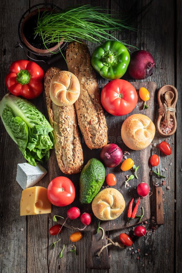 Healthy Ingredients For Rolls And Bread With Whole Grains Stock Photo ...