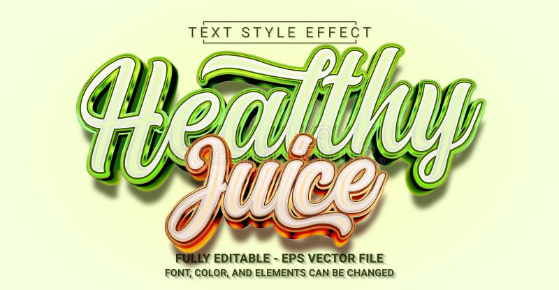 Healthy Juice Text Style Effect. Editable Graphic Text Template Stock ...