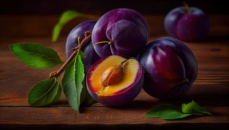 Healthy, Juicy Organic Plums Stock Illustration - Illustration of juicy ...