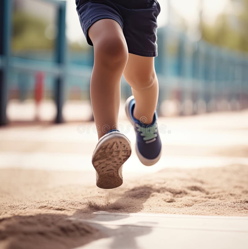 Healthy Kid Feet is Running on a Playground. Stock Illustration ...