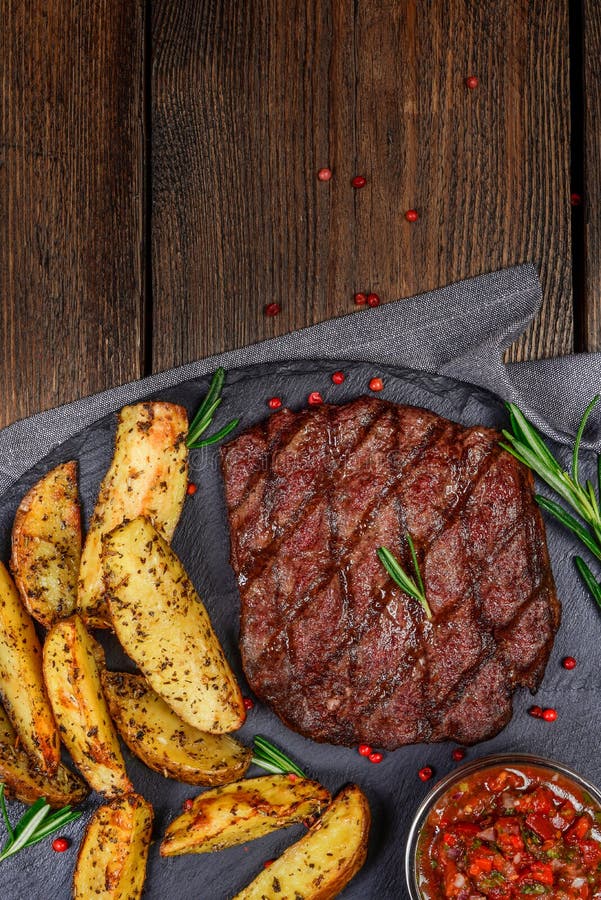 Healthy Lean Grilled Medium-rare Beef Steak Stock Photo - Image of dish ...