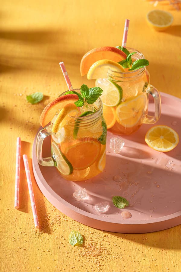 Healthy Lemonade As Non Alcoholic Beverage on Ice Stock Photo - Image ...