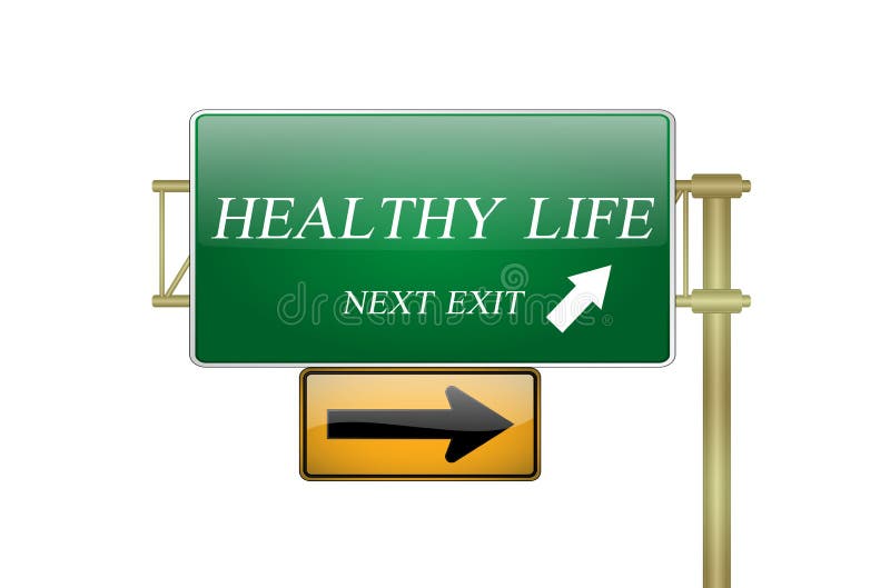 Healthy Life Freeway Exit Sign Highway Street Stock Illustration ...