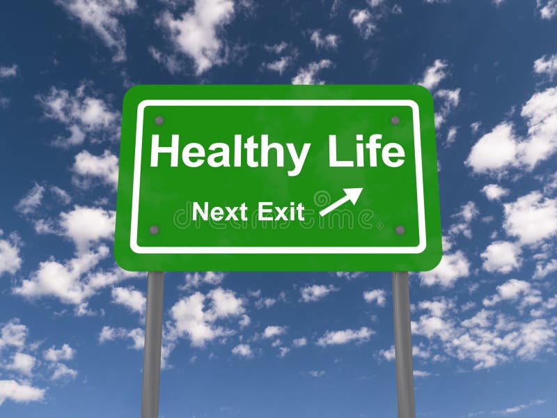 Healthy Life Next Exit Sign Stock Illustration - Illustration of ...