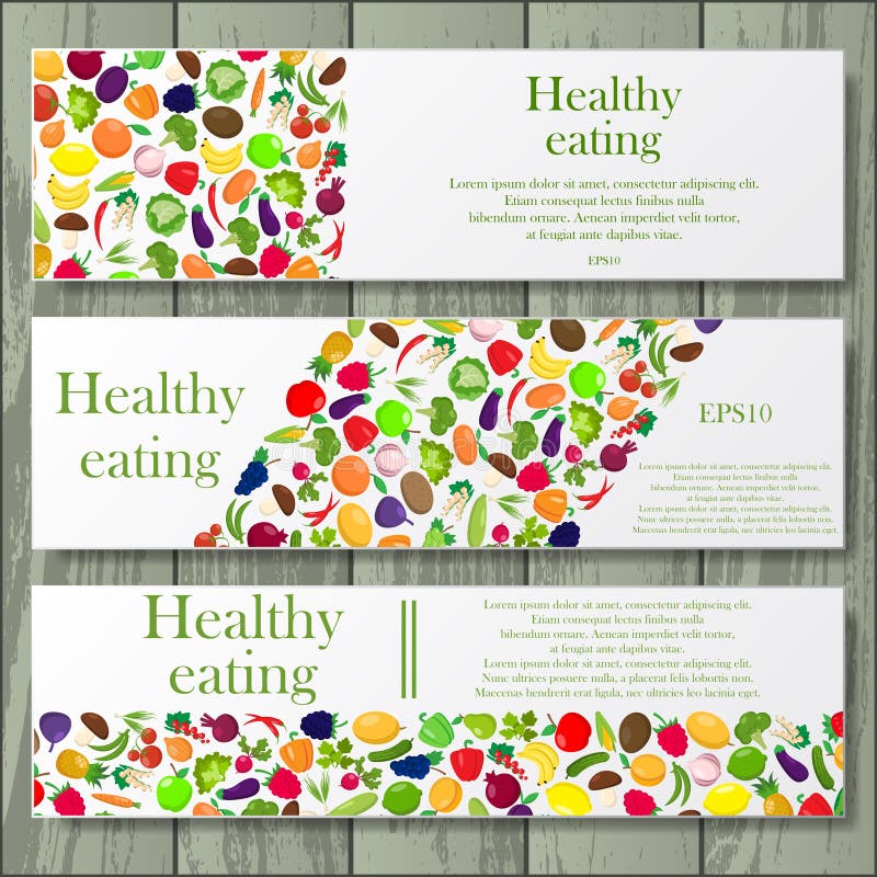 Healthy life style banners stock vector. Illustration of freshness ...