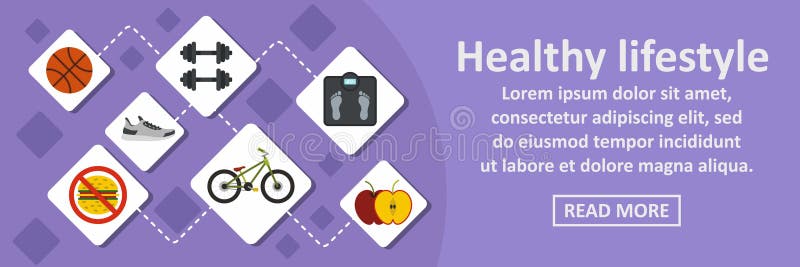 Healthy Lifestyle Banner Horizontal Concept Stock Vector - Illustration ...