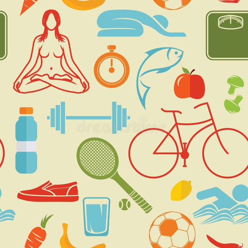Healthy Lifestyle Pattern Stock Vector Illustration Of Water 60638596