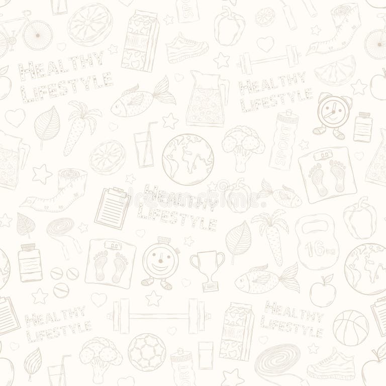 Healthy lifestyle pattern stock vector. Illustration of heart - 54142200