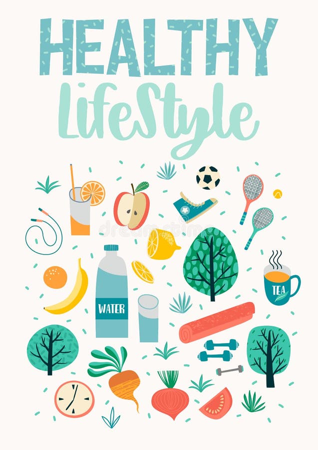 Healthy Lifestyle Vector Illustration. Design Elements for Graphic ...