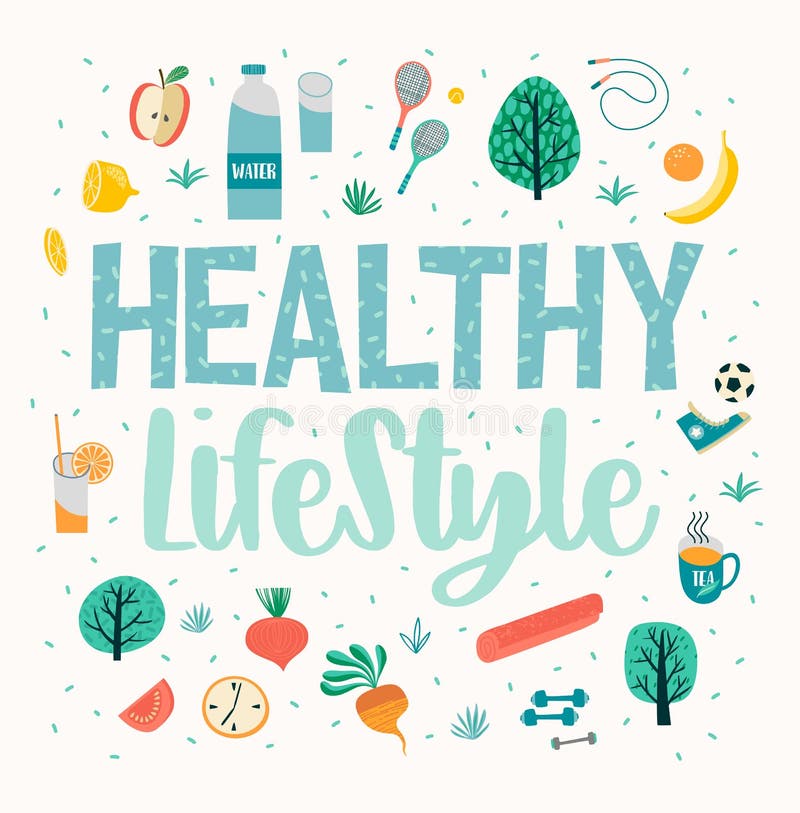 Healthy Lifestyle Vector Illustration. Design Elements for Graphic ...