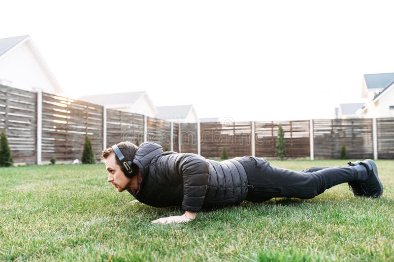 A Guy Doing Workout in the Backyard Stock Photo - Image of athlete ...