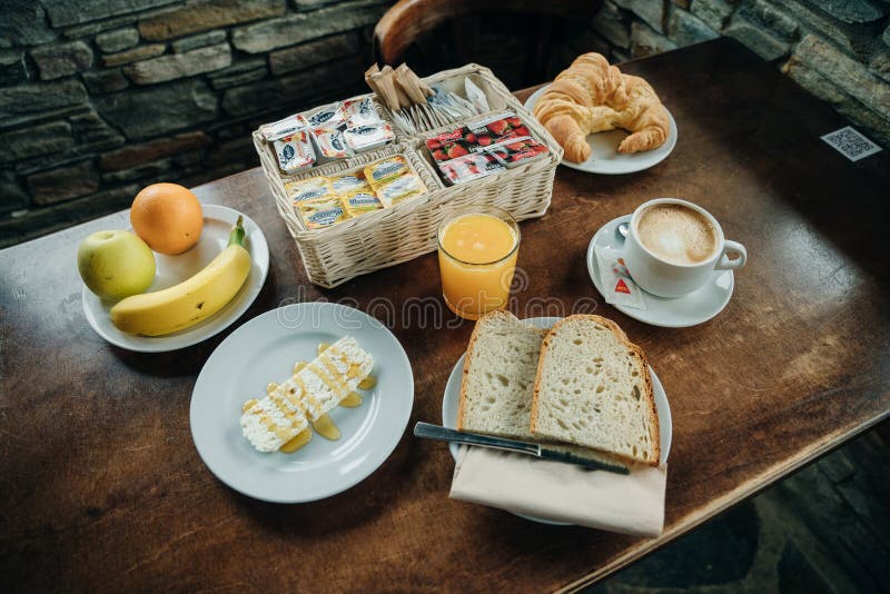 Healthy Light Meals for Breakfast. Breakfast Table Setting Stock Photo ...