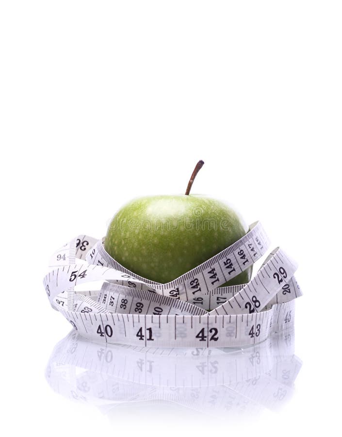 Healthy Living-Apple Being Measured Stock Photo - Image of healthy ...