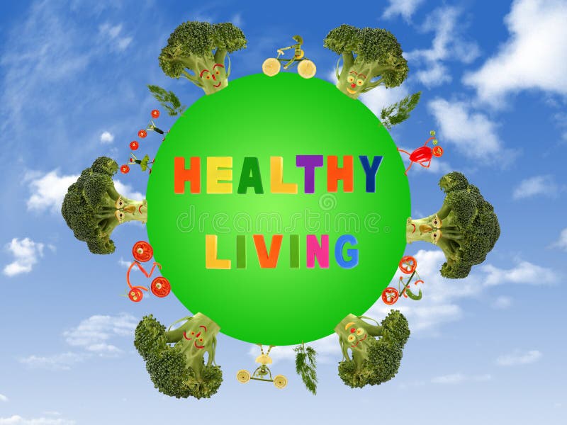 Healthy Living for a Green Planet Stock Illustration - Illustration of ...