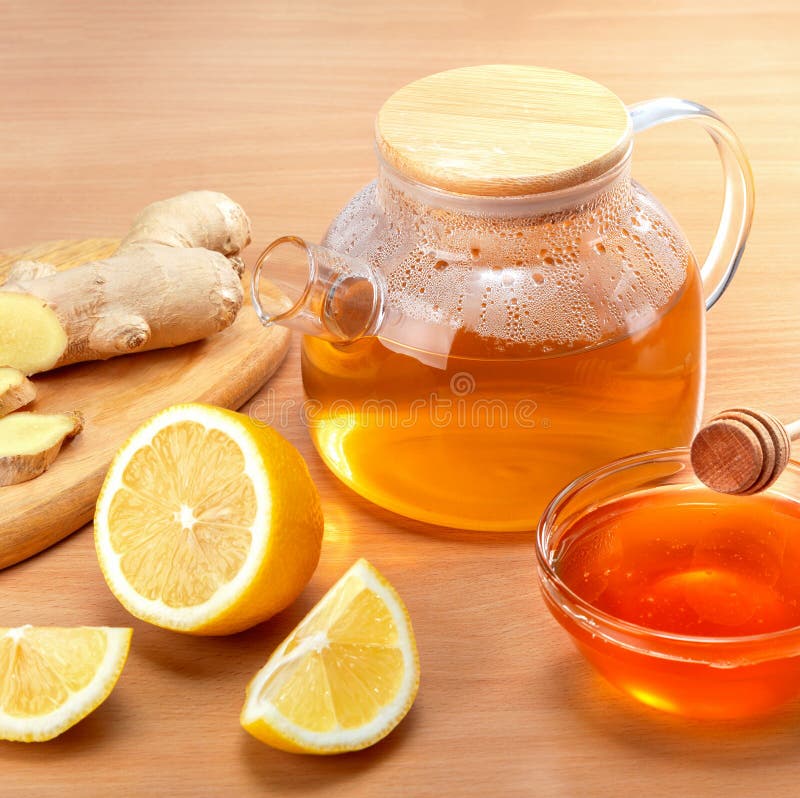 Healthy Living Herbal Tea with Lemon, Honey and Ginge Stock Image ...