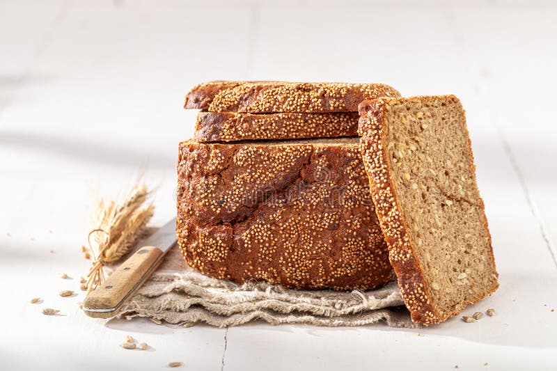Healthy Loaf Rye Bread Baked with Rye and Barley Stock Image - Image of ...