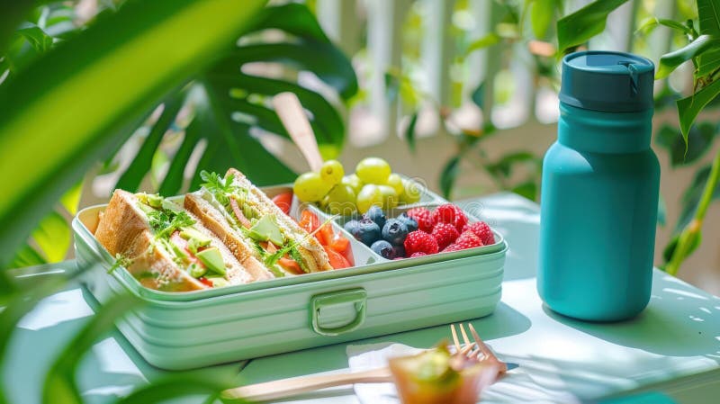 The healthy lunch box stock illustration. Illustration of outdoor ...